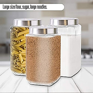 Glass Canisters for Kitchen – Set of 3 Large Food Storage Containers – 70Oz Storage Jars with Stainless Steel Lids – Suitable for Snacks, Flour, Sugar, Pet Treats – Screw-On Lid