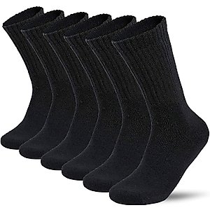 Lot 3-12 Pairs Mens Solid Sports Athletic Work Plain Crew Socks Size 10-13 (3 Pack), Black