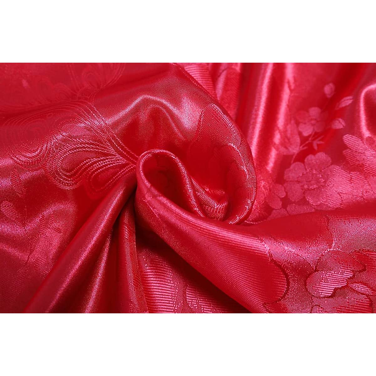 Satin Duvet Cover Queen Size, Floral Jacquard Satin Duvet Cover Set 3 Piece Luxury Silk Like Bedding Comforter Cover Set 90"x90", 2 Piece Pillowcase with Zipper Closure & Corner Ties (04,Queen)