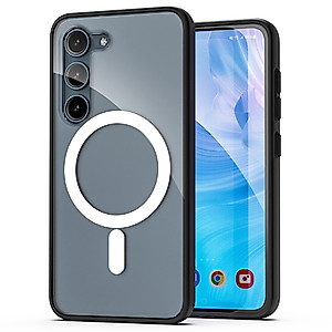 ENCASED Magnetic Case Designed for Samsung Galaxy S23 Plus Case, Compatible with MagSafe Charging & Accessories for Samsung S23+ (Clear/Black)