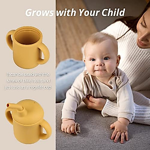 Mintlyfe Baby Trainer Cup, Silicone Training Cup with Handles Lid and Straw, BPA-Free, Unbreakable, Spill Proof and Non-Slip Handles Sippy Cup for Toddlers, 4 oz, Pack of 2