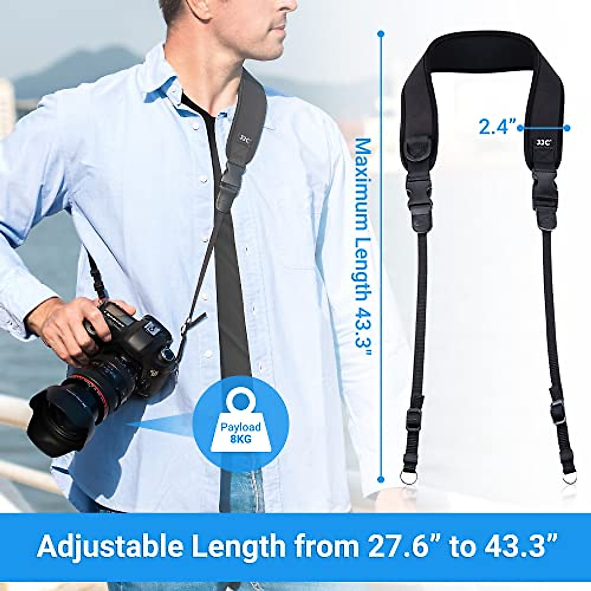 DSLR Camera Neck Strap, Soft Neoprene Shoulder Belt for Canon EOS R5 R6 5D Mark IV 6D Mark II SL3 SL2 T8i T7 T7i 90D 80D Nikon D6 D5 DF D850 D810 D780 D7500 D5600 D3500 Sony A1 A99II,etc