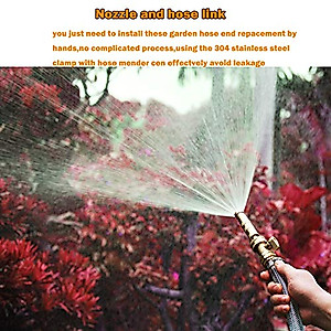 YELUN Solid Brass Garden Hose Repair kit Connector with Stainless Steel Clamps, Male Adapter/Female Garden Hose Swivel Fitting… (3/4" Barb x 3/4" Male -2 Sets)