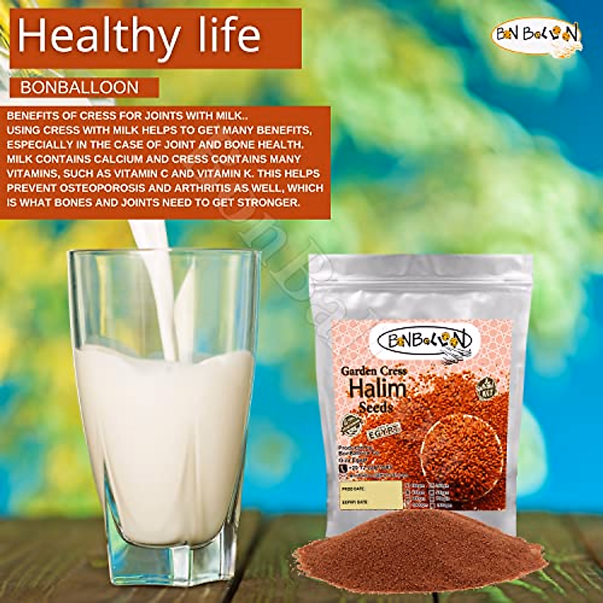 bonballoon (14 oz / 400 gm) Organic Herbal Garden Cress Seed Seeds Lepidium Sativum Halim Chandrashoor Chandrasur Cresson De Fontaine For Agriculture & Health حب الرشاد