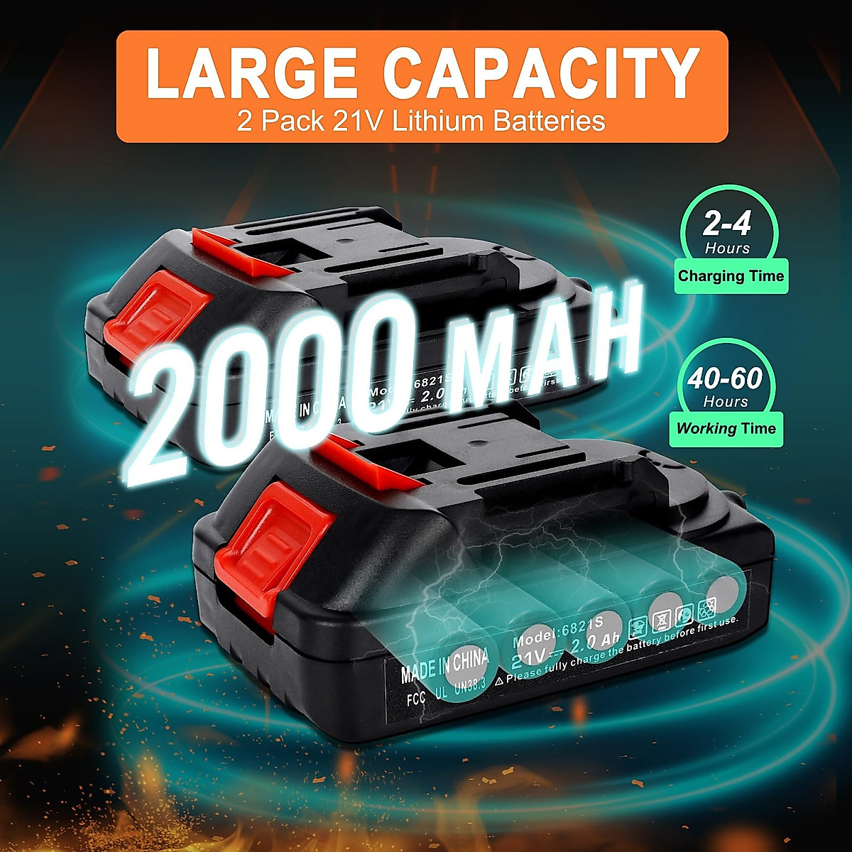 Letton Mini Chainsaw,8 inch & 6 inch electric chainsaw cordless With 21V Battery Powered,Portable Hand Held Chain Saw For Cutting Trees Branch Trimming Pruning-Red