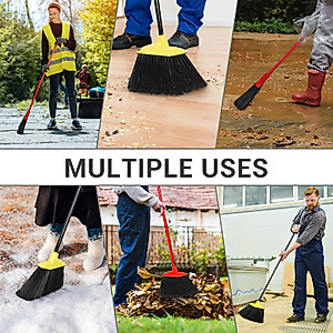 WILLBOND 20 Pack Angle Broom Bulk, Red Yellow Commercial Broom Household Heavy Duty Broom Outdoor Indoor Brooms with Long Coated Metal Handle for Home Office School Shop Courtyard Garage Lobby Floor