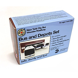 MUNI PALS Munipals New York City Bus Wooden Roadway Bus and Depot Set-Child Safe and Tested Wood Toy Busses