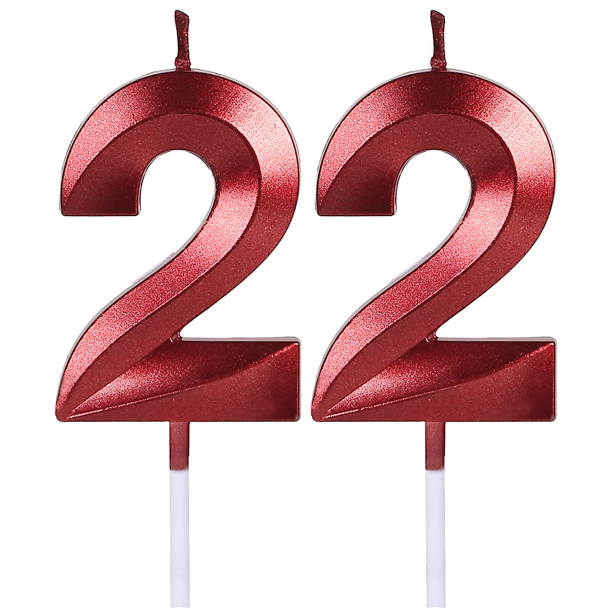 Red 22nd Birthday Candles for Cakes, Number 22 Candle Cake Topper for Party Anniversary Wedding Celebration Decoration