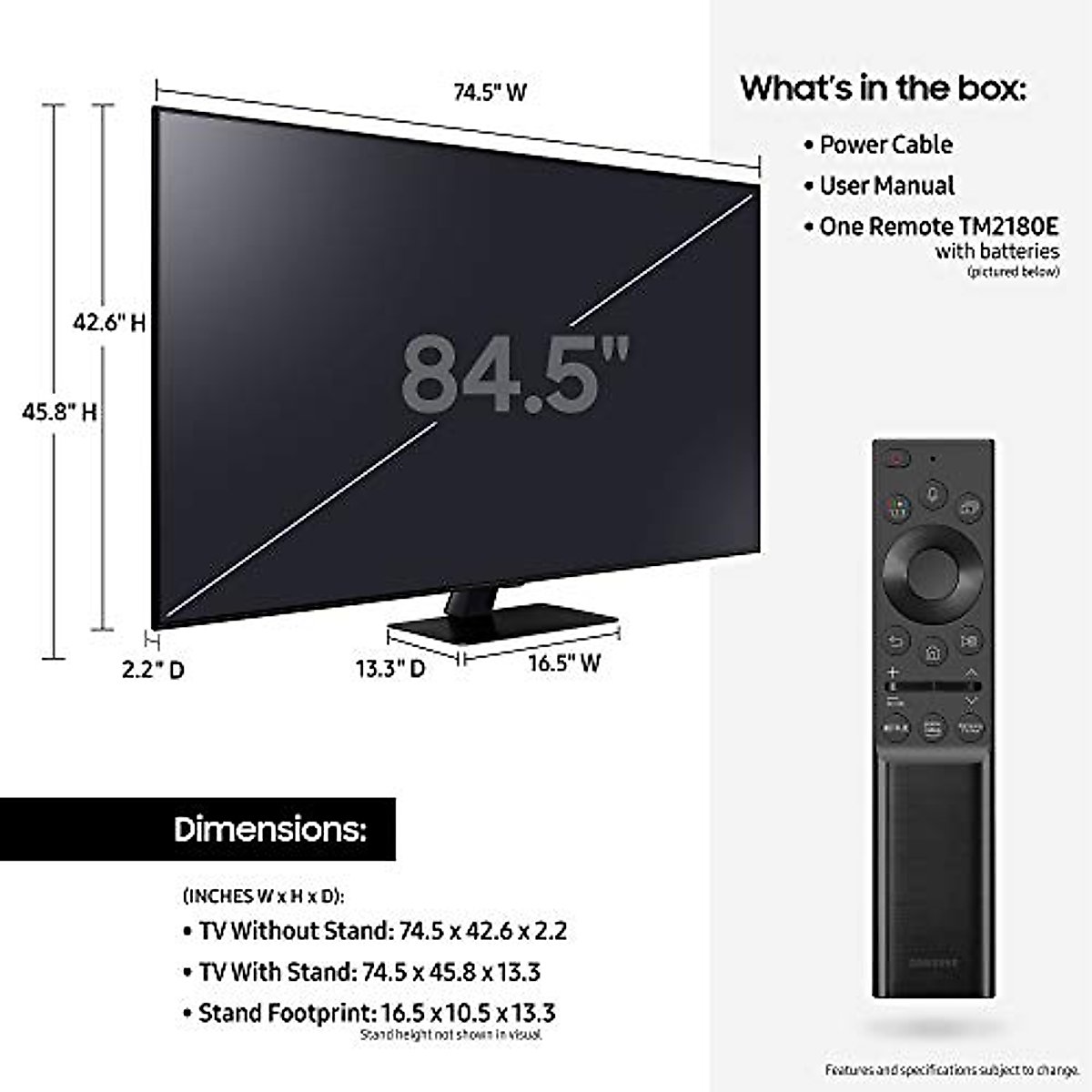 SAMSUNG 85-Inch Class QLED Q80A Series - 4K UHD Direct Full Array Quantum HDR 12x Smart TV with Alexa Built-in and 6 Speaker Object Tracking Sound - 60W, 2.2.2CH (QN85Q80AAFXZA, 2021 Model)