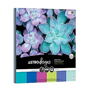 Astrodesigns Crafting Cardstock, 12" x 12", 65 lb/176 gsm, Flora 6-Color Assortment, 84 Sheets (91783)