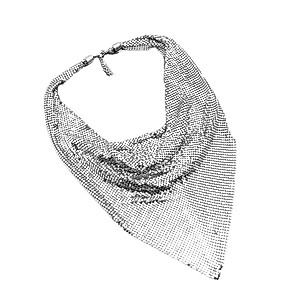 COLORFUL BLING Fashion Sequins Tassel Choker Necklace Chunky Fringe Pyramid Bib Stetement Necklace Thick Collar for Women Costume Jewelry-Silver
