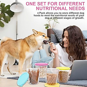 LUVCOSY 4 Pack Dog Treat Container with Silicone Lids, 32 OZ Dog Food Storage Container, BPA-Free Pet Treats Storage Organizer for Dog and Cat, Airtight Treats Canister for Dog Cookie, Pet Snacks
