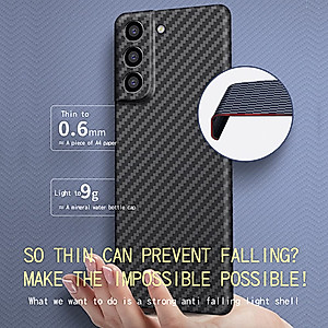 RIZZ Carbon Fiber Case for Samsung Galaxy S22 Plus 5g [3D Texture Hand Feel] Slim Thin Real Aramid Fiber S22+ Phone Cover Military-grade Fall Protection (for S22 Plus)