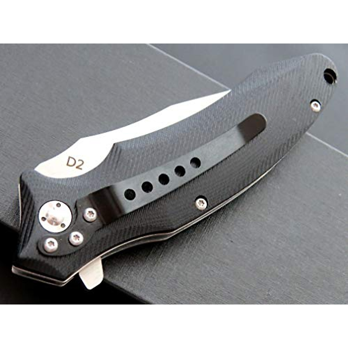 Eafengrow EF339 Folding Knife D2 Blade and G10 Handle with Clip Folding Camping Knives Outdoor Pocket Knives (black)