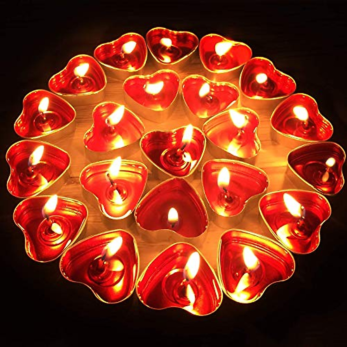 50Packs Heart Shaped Tealight Candles,Romantic Love Unscented Tea Lights Candles,Dripless & Long Lasting Smokeless Mini Tealight Candles for Mood,Romantic Decor,Pool,Dinners,Home,Wedding,Crafts(Red)