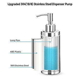Tiilan Countertop Soap Dispensers for Bathroom, Stainless Steel, 300ml