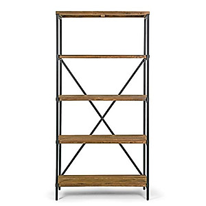 Glamour Home Ailis 67-inch Pine Wood 5-Shelf Etagere Bookcase with Metal Frame