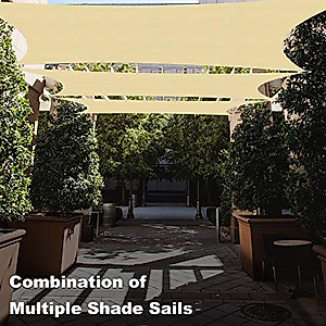 Amazmic Sun Shade Sail Rectangle 10'x10' UV Block Waterproof Canopy Outdoor Activities Patio/Garden/Backyard/Swimming Pools/Carports, Beige