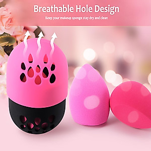 keilend Makeup Sponge Holder, Beauty Sponge Container with Cover,Reusable Protective Carrying Container,Sponge Dustproof Case for Travel, Home(Pink-Black)