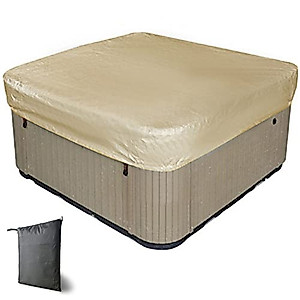 XVBVS Hot Tub Cover Square Outdoor SPA Covers Hot Tub Outdoor Cover Cap Spa Cover Replacement Swimming Pool Protection Cover, Waterproof Sunproof UV-Resistant (Color : Beige, Size : 220 * 220 * 90cm)