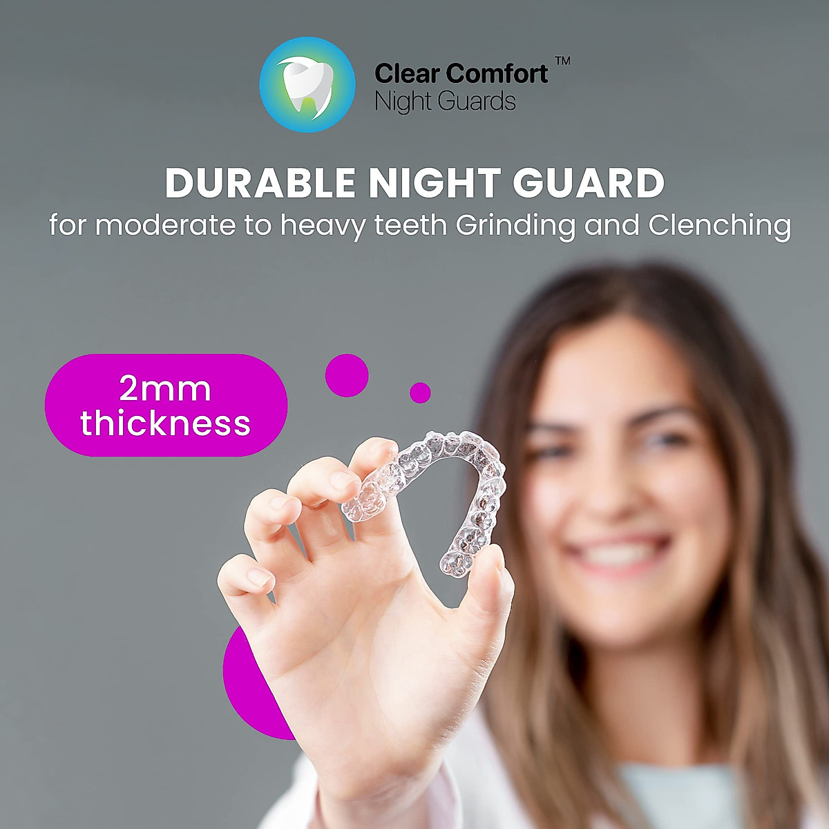 Dentists Approved Custom Night Guards for Teeth Grinding, Clenching, Bruxism; TMJ Relief, Sleep Mouth Guard, Protects Veneers, Crowns and Dental Works - Hard 2mm - Made in USA