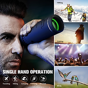 JiaSifu 40x60 High Definition Monocular Telescope with Smartphone Adapter, BAK4 Prism FMC Monocular with Clear Low Light Vision for Wildlife Hunting Camping Travelling（LD006-00A-39）