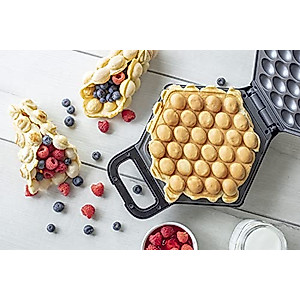 Bubble Waffle Maker - Electric Non stick Hong Kong Egg Waffler Iron Griddle w/ Ready Indicator Light - Ready in under 5 Minutes- Free Recipe Guide Included, Make Delicious Waffle Ice Cream Cones, Gift