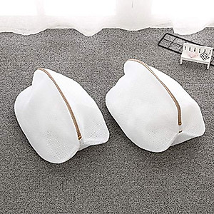 LOYALHEARTDY 2 Pack Mesh Wash Laundry Bags Sandwich Shoe Washing Laundry Bags Double-Layered Mesh Style with Premium Zipper(White)