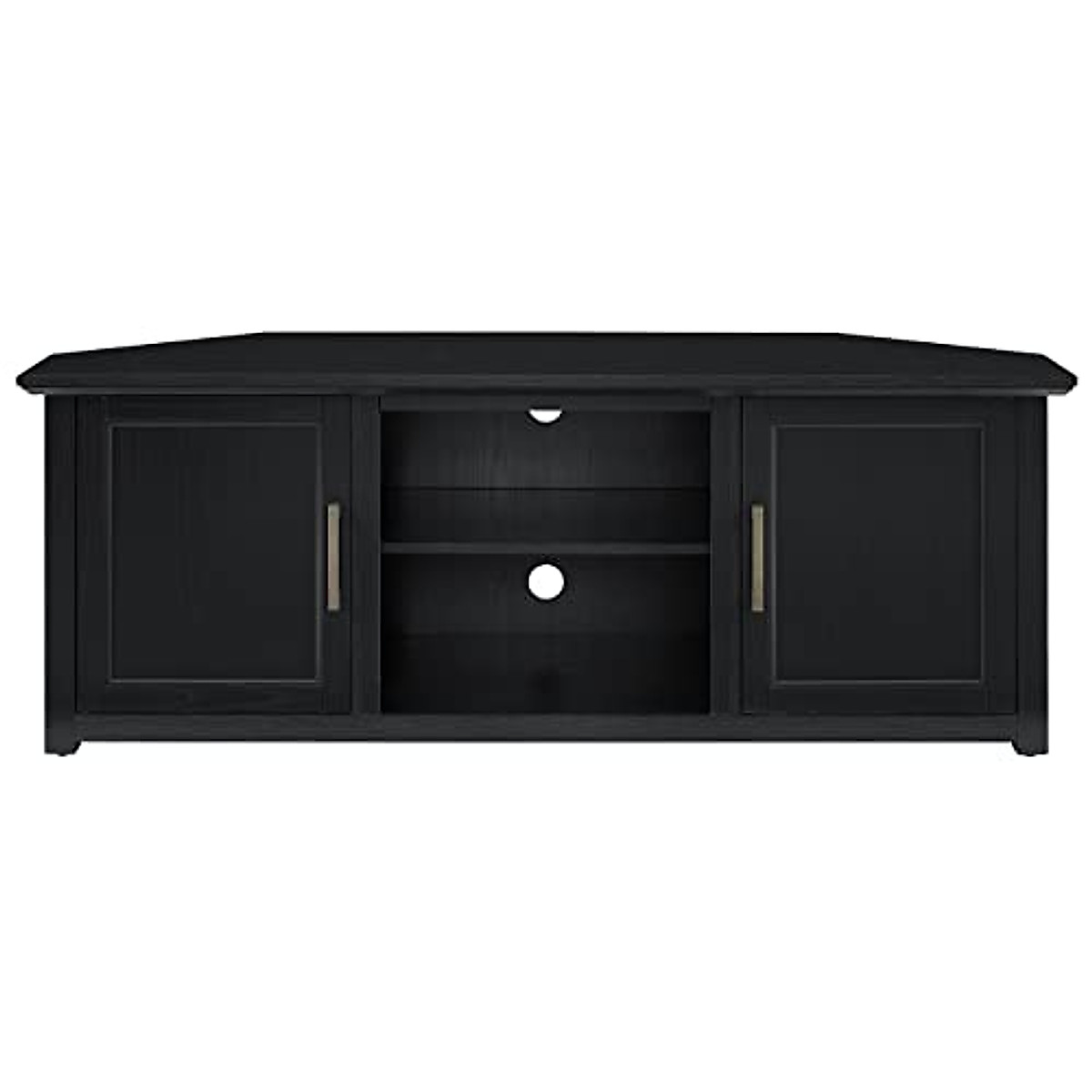 Crosley Furniture Camden Corner TV Stand for 65+ inch TVs, Entertainment Center with Storage Shelves, Black