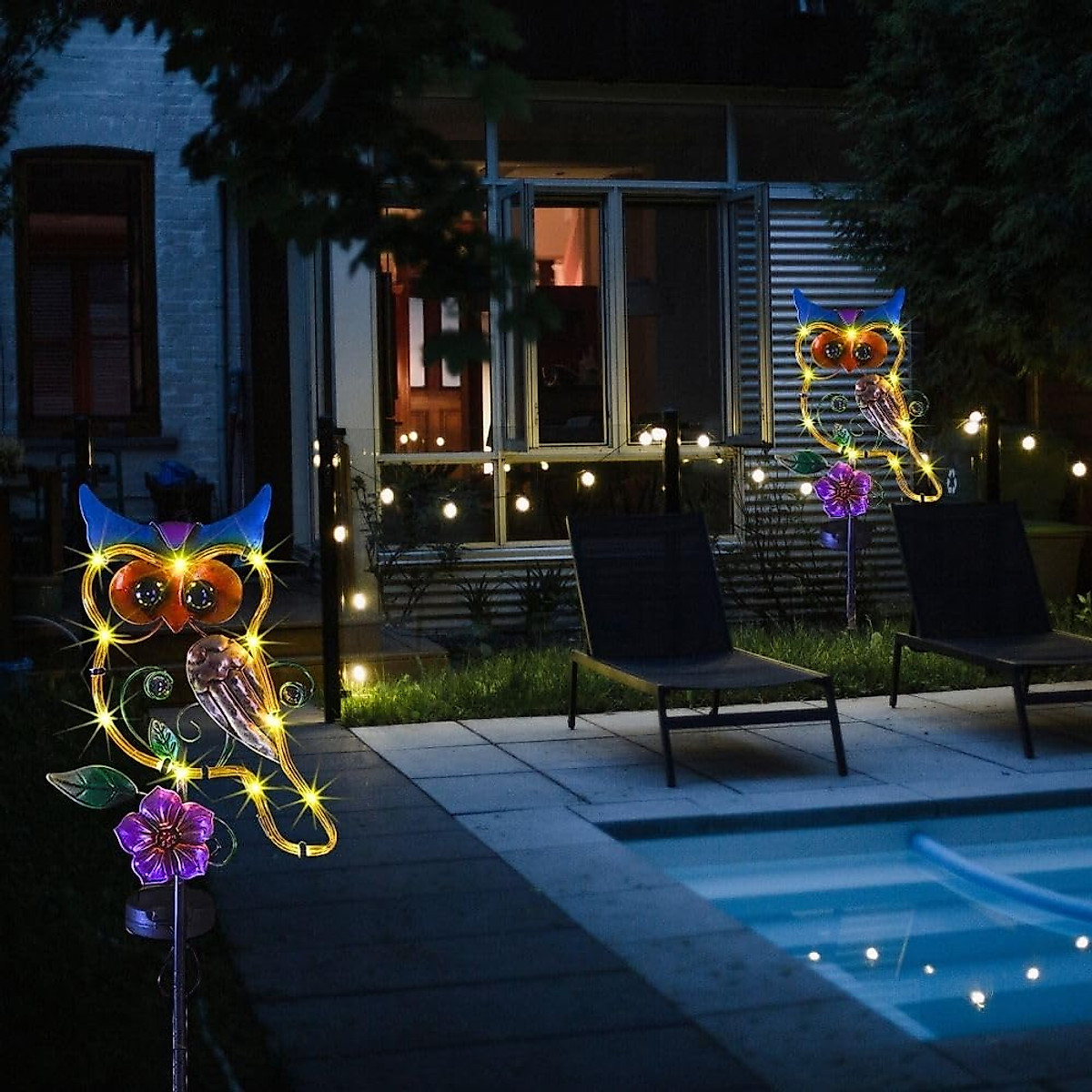 Siegaoo Owl Decorative Solar Light Garden Decor Landscape Path Lights for Outside Yard Patio 41.5" Waterproof Pathway Lawn Art Outdoor Figurine Light Solar Powered Garden Stakes Birthday Present Gift