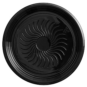 Heavy Duty, Recyclable Serving Tray with High Dome Lid, Black Plastic Party Platters Clear Lids. Elegant Round Banquet or Catering Trays for Serving Appetizers, Sandwich and Veggie Plates, 12” Round