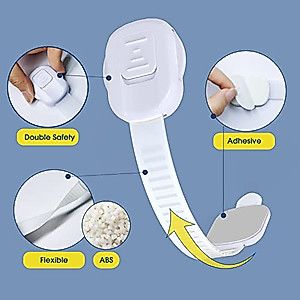 LOSODONA Child Cabinet Safety Locks for Toddlers (6 Pack) Baby Proof Drawer Locks Child Safety Strap Locks for Doors Fridges Toilet Ovens