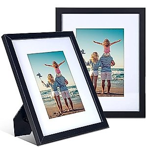 Oreichar Art 5x7 Tabletop Picture Frames, Display Pictures 4x6 with Mat or 5x7 without Mat, Wall Mounting Photo Frame, Set of 2