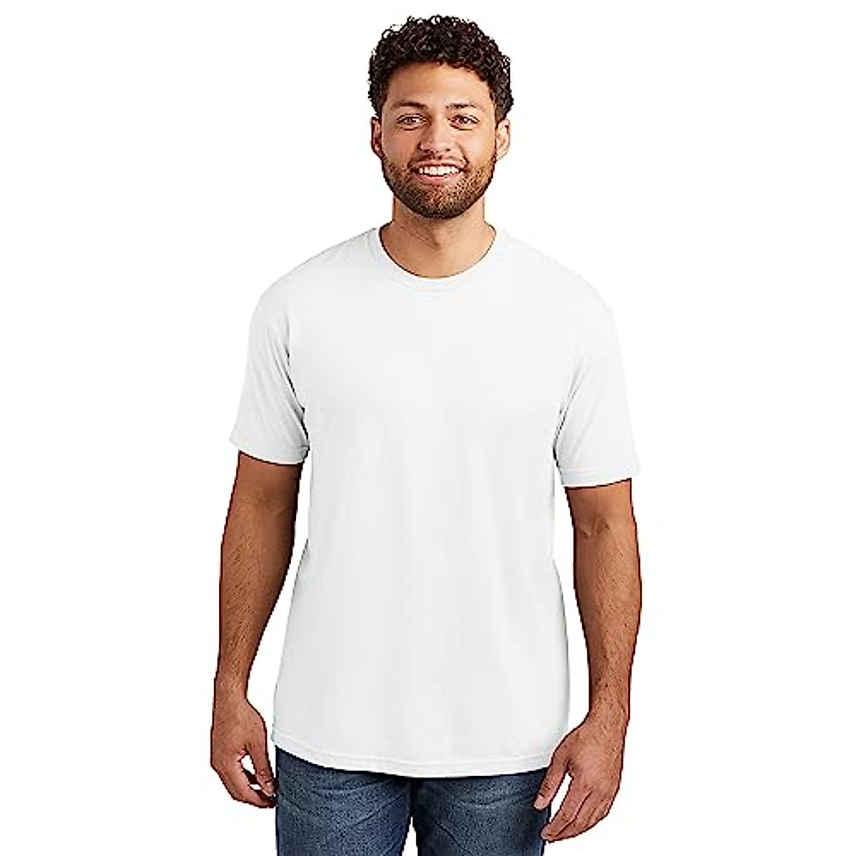 Gildan Men's Cotton Stretch T-shirts, Multipack, Artic White (Crew 3-Pack), Small