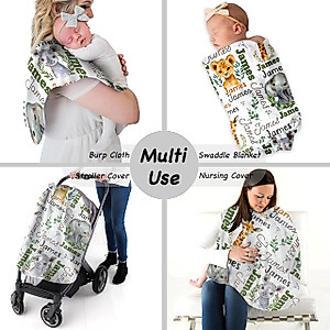 Douce Home Personalized Baby Blanket Safari, Baby Blanket with Name, Custom Blanket for Baby Boy, 30"x40"