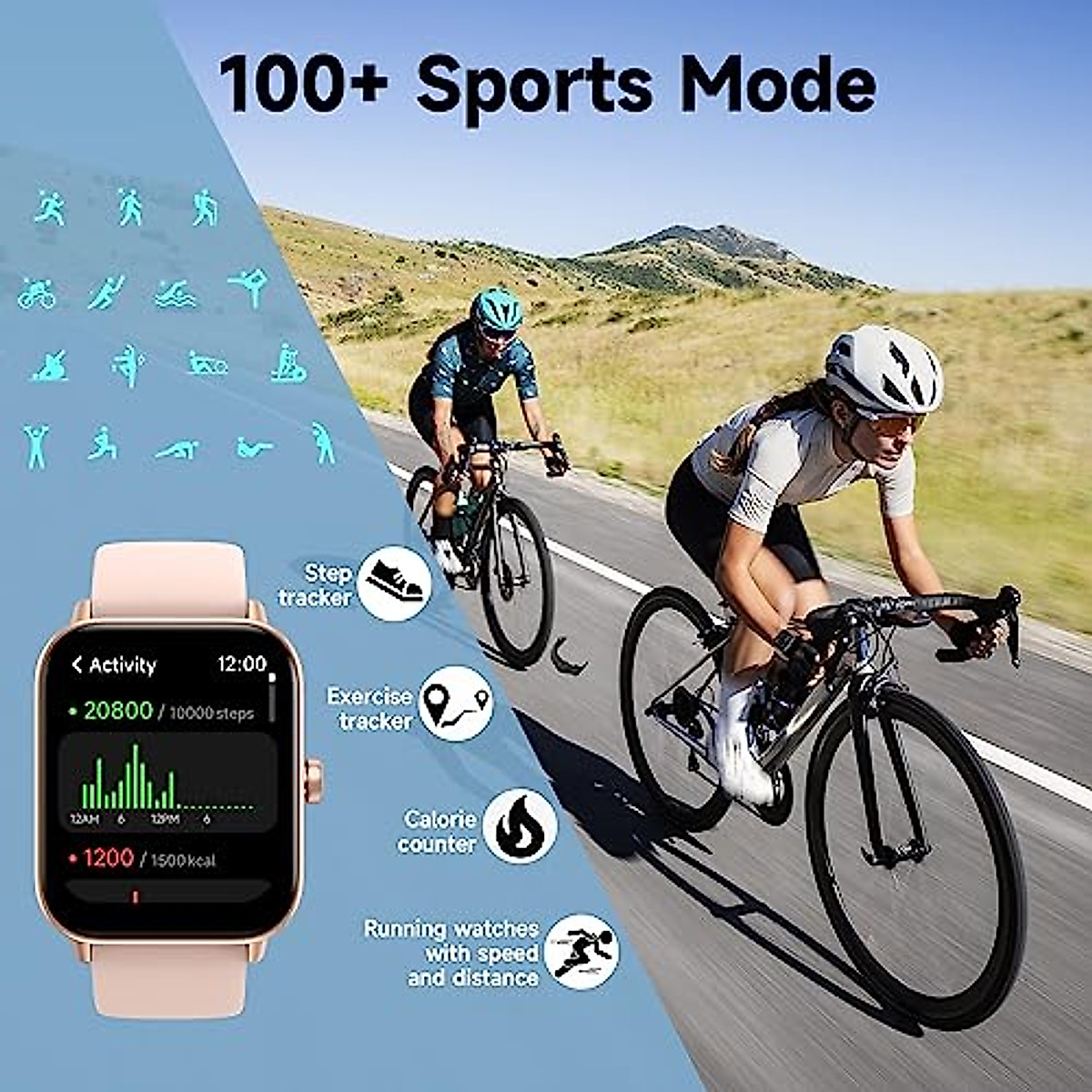 Faweio Smart Watch, Bluetooth 5.3 Answer/Make Call, Alexa Built in, 1.8" Fitness Tracker with Heart Rate SpO2 Sleep Monitor, Smart Watches for Men Women iPhone Android Compatible IP68 Waterproof