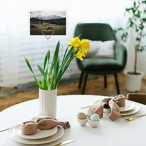 DSYIL 60 Pack Floral Picks Bulk, Heart Shap Floral Place Card Holder, Metal Photo Picks for Gift Card, Centerpieces and Party Favor, 13.4 Inches