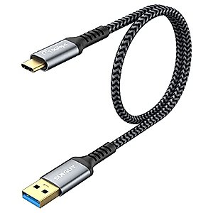 SUNGUY 10Gbps Android Auto USB C Cable, 1.5FT 3A USB 3.1 Gen 2 Fast Charging & Data Transfer USB C to USB A Cable, Compatible with Samsung T7, Galaxy S23 S22 S21 Ultra Note 20, Pixel 7 6 5, SSD
