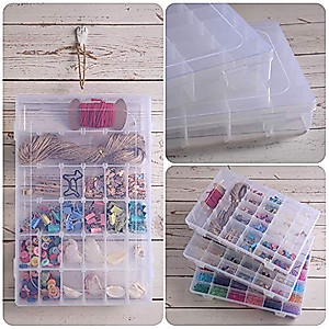 5 Pieces Plastic Jewelry Storage Organizer Boxes Clear Container with Removable Dividers for Beads Nail Art Painting Rhinestone Embroidery Fishing Tackles DIY Crafts Accessories (36 Grids)