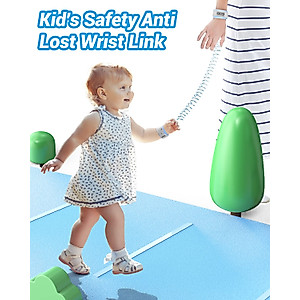 Dr.meter Kids Leash for Toddler, Reflective Anti Lost Wrist Link with Key & Lock, 8.2ft Safety Wristband Child Walking Harness for Supermarket Mall Airport Amusement Park Zoo Travel, Blue