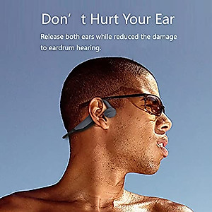 Wireless Bluetooth Headphones, Bone Conduction Headphones Compatible with Android iPhone, Waterproof Open Ear Earphones Swimming Headset Underwater Hi-Fi Stereo Sound for Gym Running, Grey