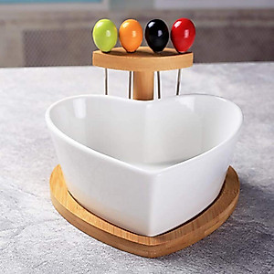 Cabilock Gourmet Food Container 1 Set Fruit Bowl with Fork White Mini Stainless Steel Pistachio Soup Bowls Mini Candy