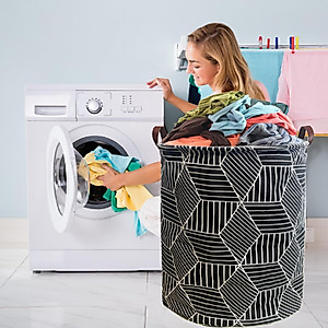 RoyBoder Laundry Hamper Thickened Cotton Waterproof Laundry Basket Leather Handle Collapsible Wide Ring Laundry Hamper in Bedroom Bathroom Dormitory Cloakroom Livingroom Nursery Organizer Toy Bin