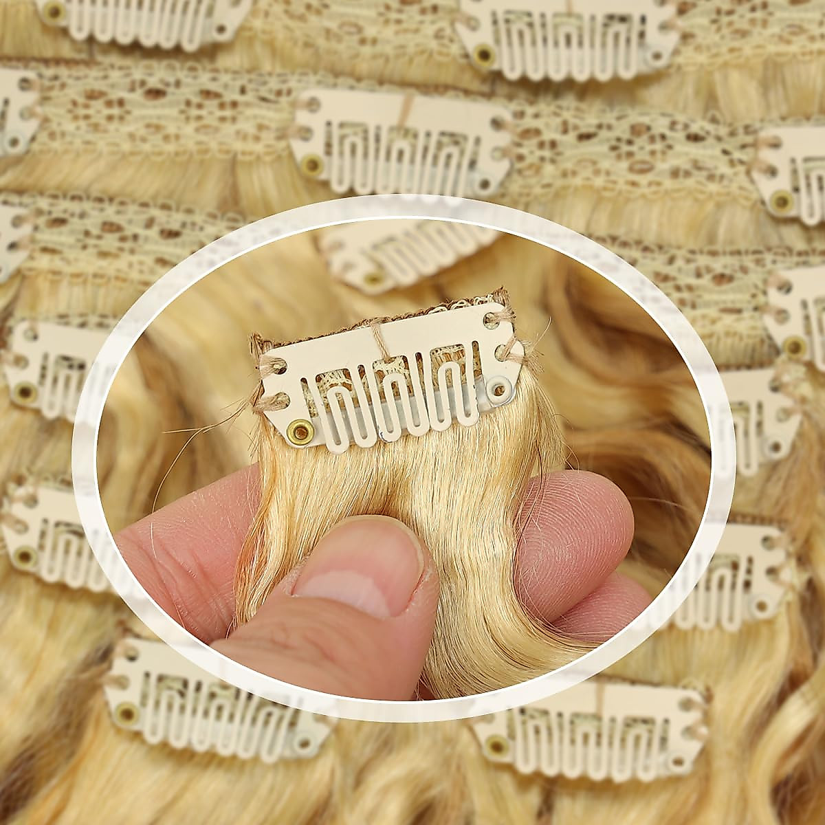 FASHION LINE Brazilian P27-613 Water Wave Blonde Human Hair Extensions Unprocessed Human Hair Bundles Weft 1PC 100g Piano Color (18" 100G Clip In Human Hair P27-613)