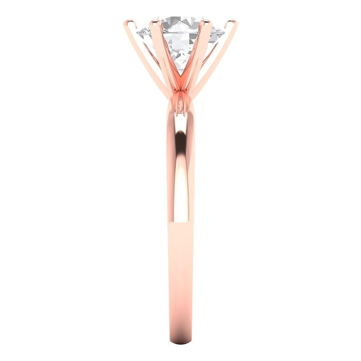 1.5 Ct Brilliant Round Cut Clear Simulated Diamond 14K Rose Gold Solitaire Engagement Promise Bridal Ring Size 10