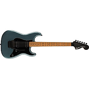 Squier Contemporary Stratocaster HH Floyd Rose Electric Guitar, with 2-Year Warranty, Gunmetal Metallic, Roasted Maple Fingerboard