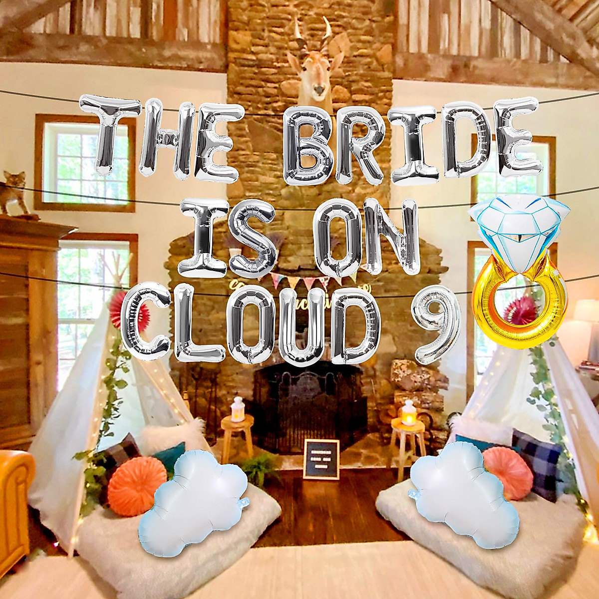 LaVenty Bride is on cloud 9 Balloons Bride is on cloud 9 Banner Decoration Backdrop The Bride Is On Cloud 9 Bachelorette Decoration
