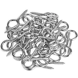 Powlankou 40 Pieces 2 inch Screw Eyes, Nickel Plated Steel Screw Eyes, Self Tapping Screw Hooks, Metal Eye Hooks, Eyelet Screws