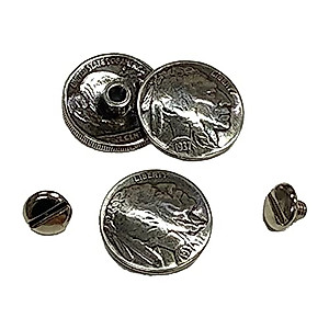 Toxic Jungle 2 Pieces 4/5 inch (21mm) Indian Head Nickel Classic Screw Post Decorative Nickel Concho, Ornament for Leathercraft Saddle/Belt/Saddle Blanket/Hats/Wallet, Antiqued Silver