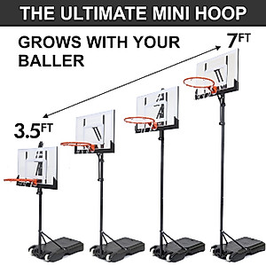 QUICKPLAY Baller Mini Hoop System | Portable Basketball Hoop System with Adjustable Height Pole
